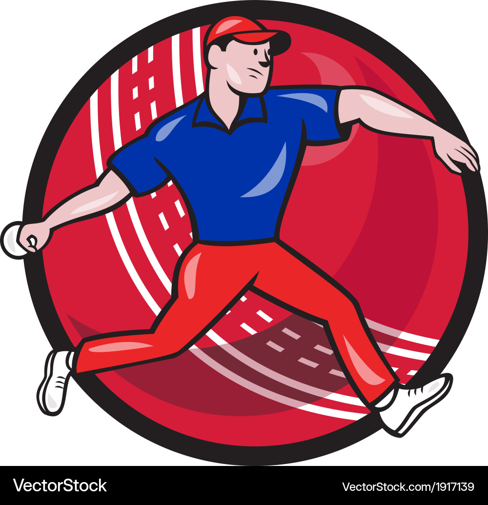Cricket bowler bowling ball cartoon Royalty Free Vector