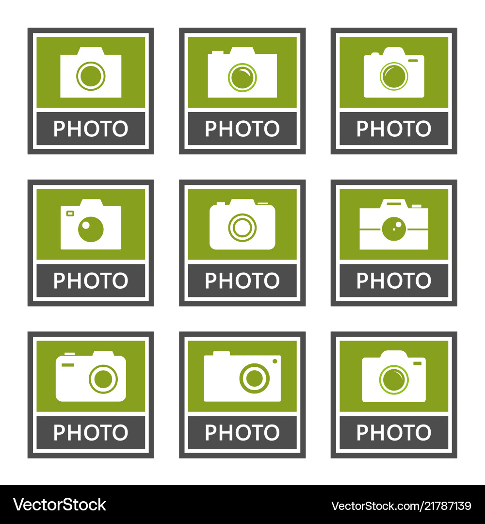 Digital camera signs and icons set Royalty Free Vector Image