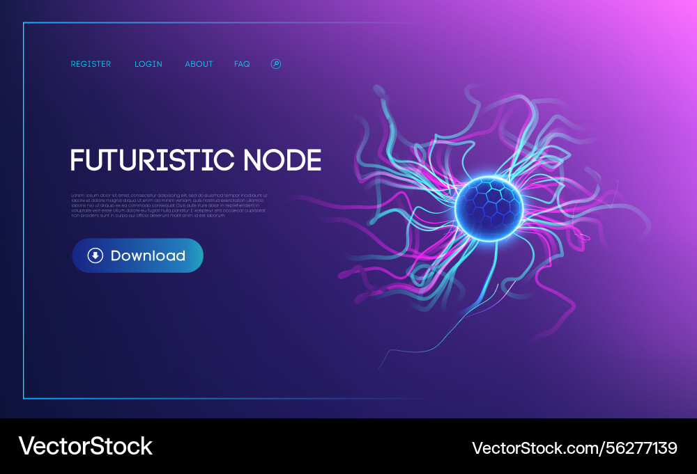 Futuristic node concept with glowing blue energy Vector Image