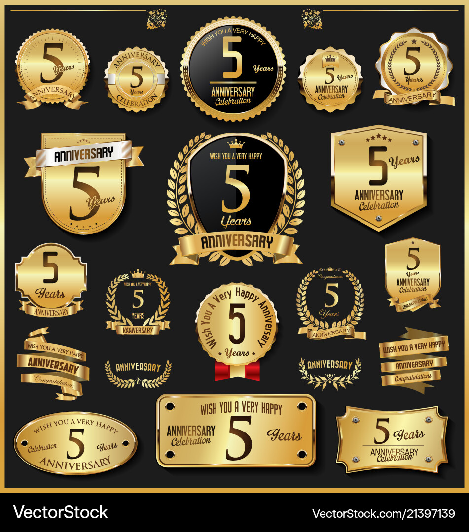 Golden Anniversary Celebration Badges Royalty Free Vector