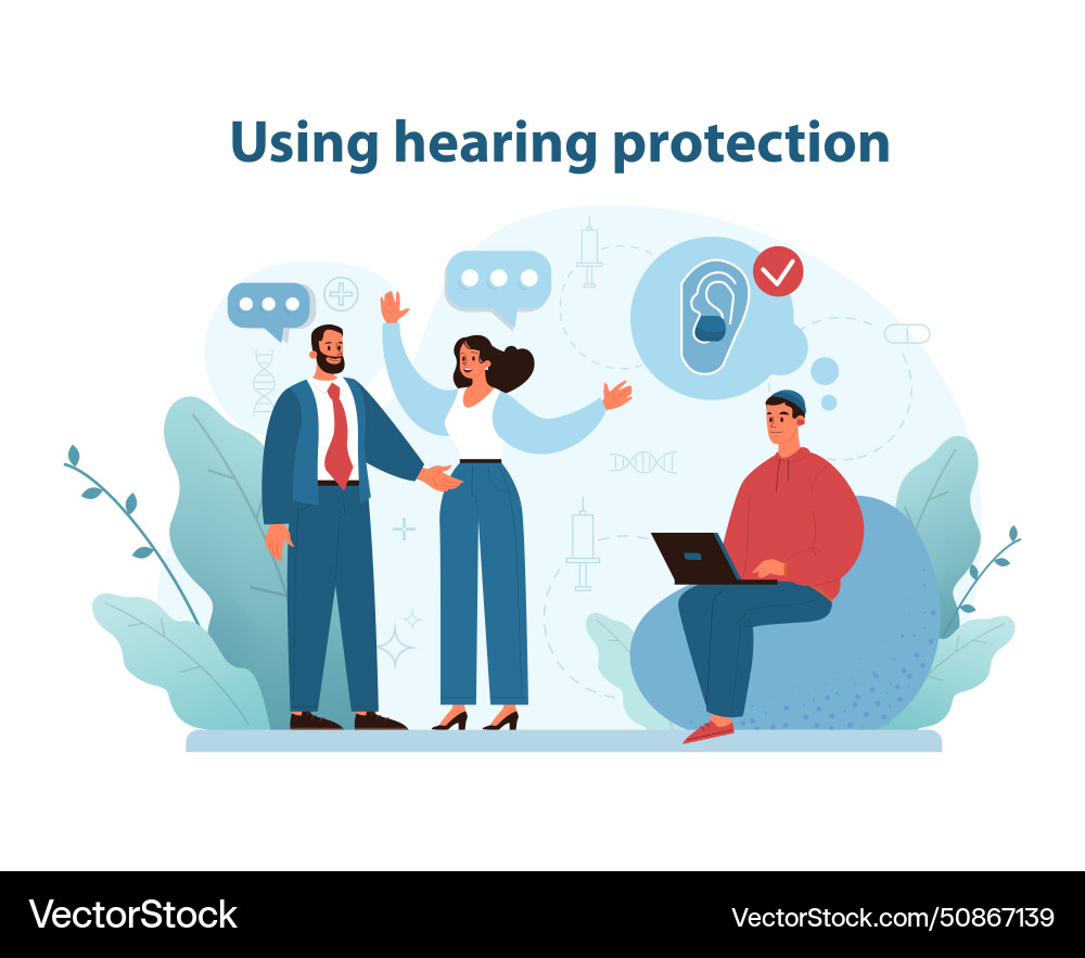 Hearing protection use engaging Royalty Free Vector Image