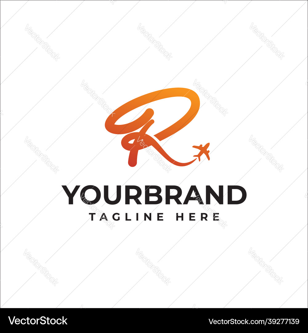 Letter r logo with planes and airlines typeface Vector Image