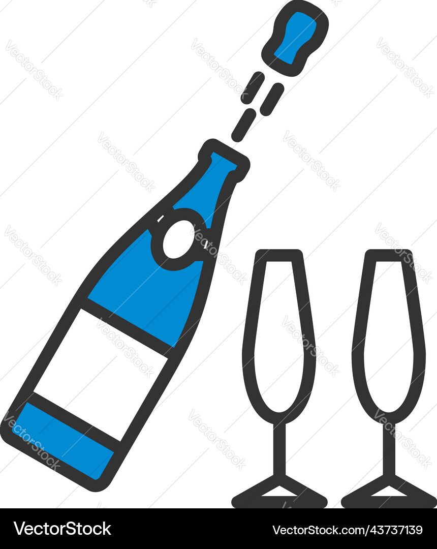 Party champagne and glass icon Royalty Free Vector Image