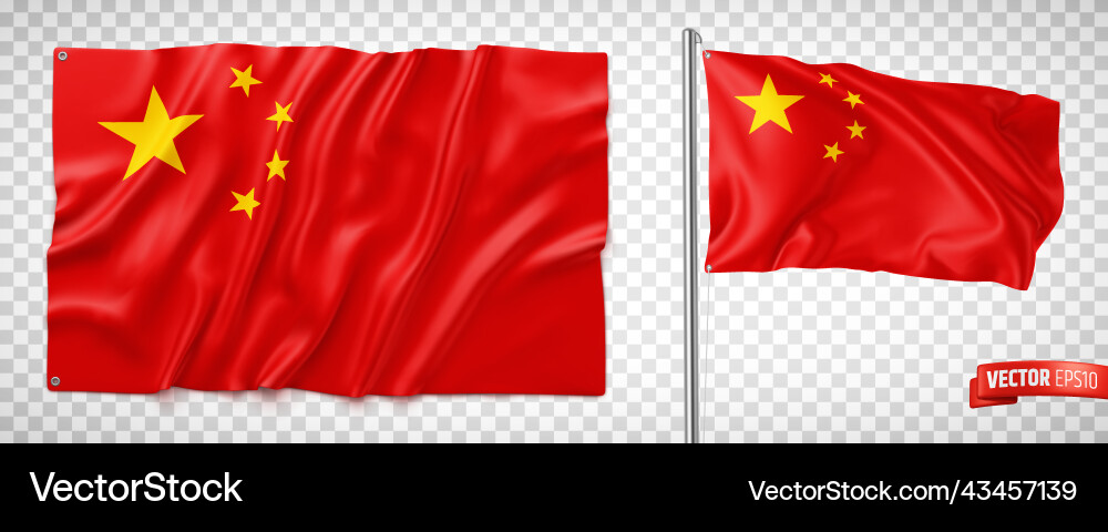 Realistic chinese flags Royalty Free Vector Image