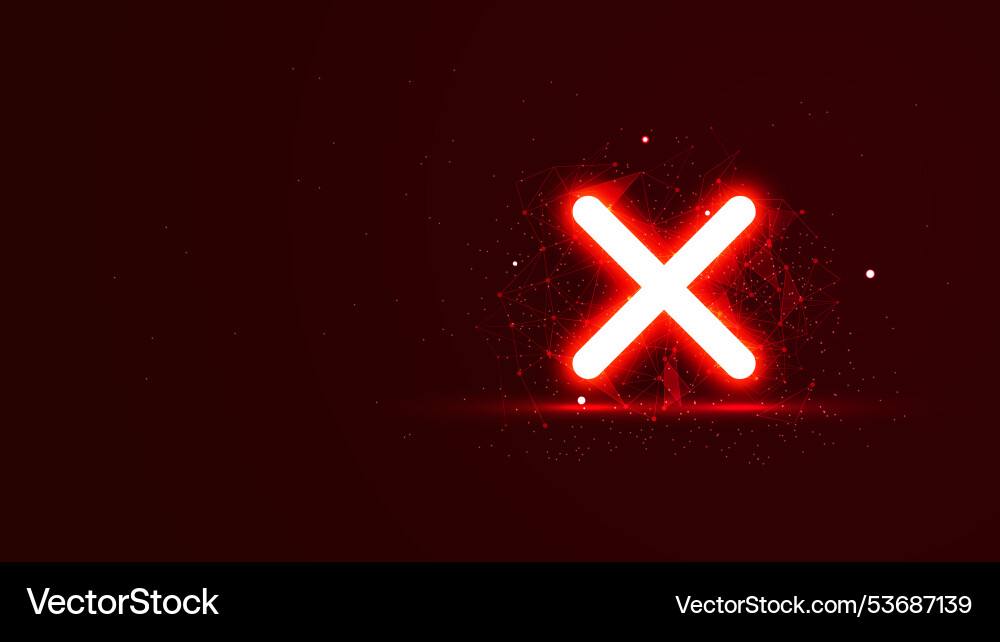 Red glowing cross sign with plexus lines Vector Image