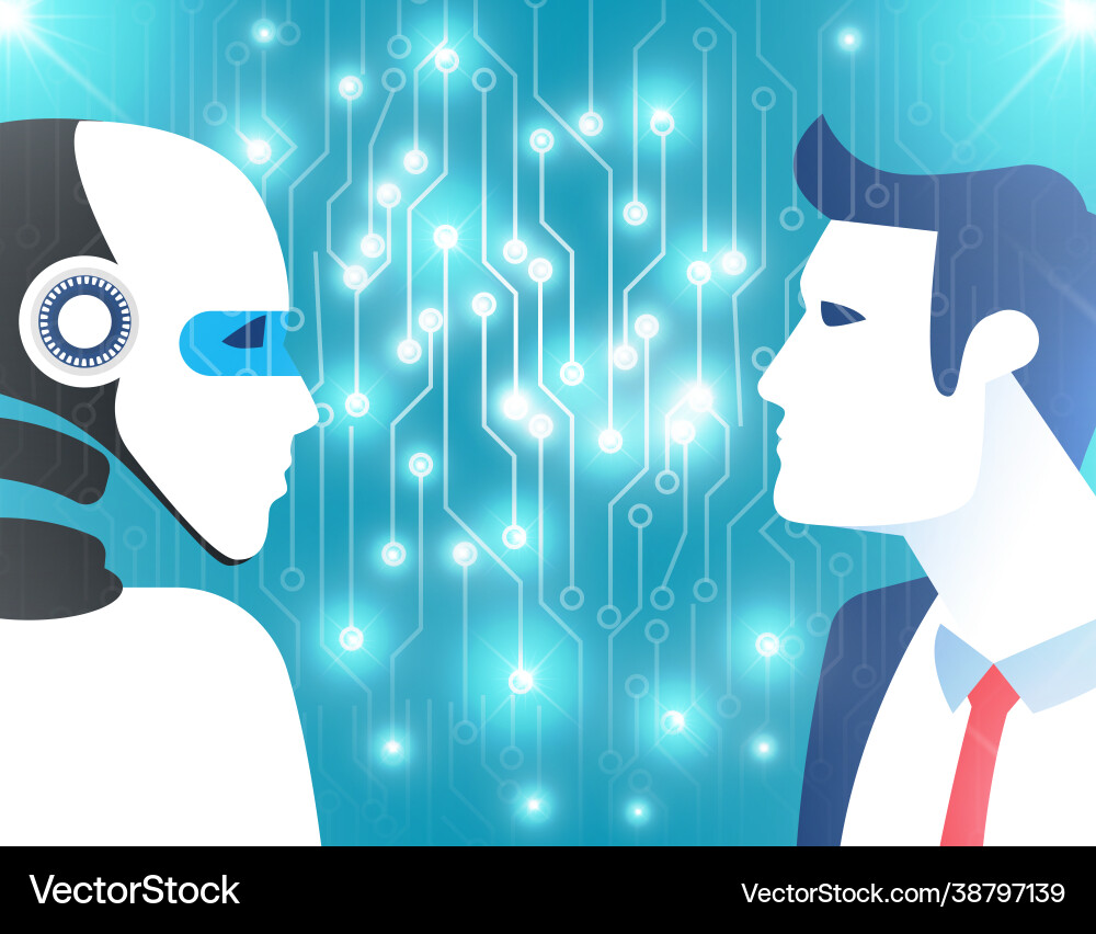 Robot vs human businessman with Royalty Free Vector Image
