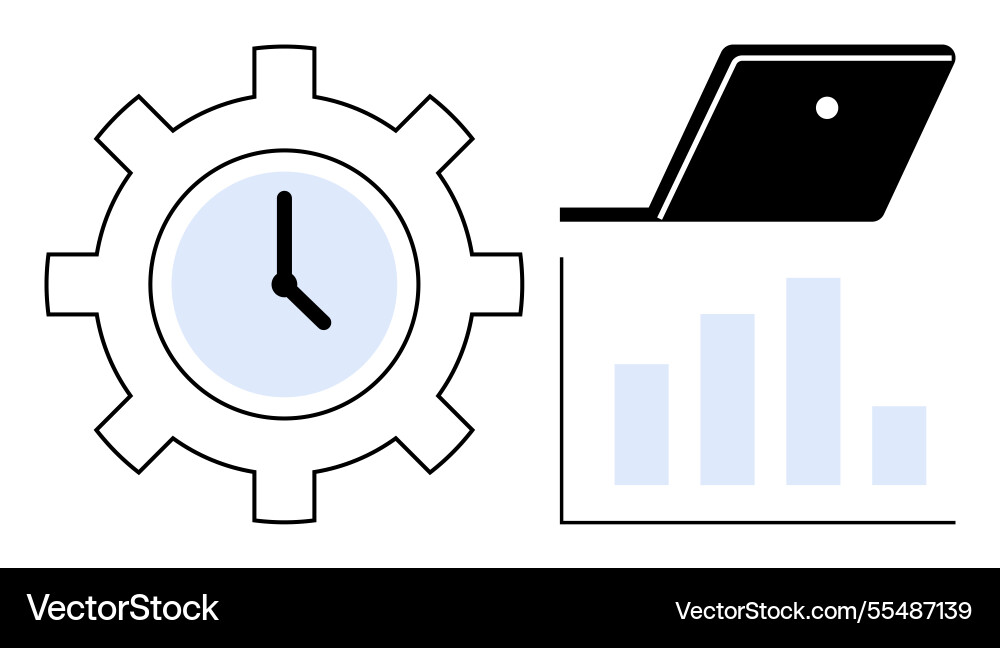 Time management and productivity clock gear Vector Image
