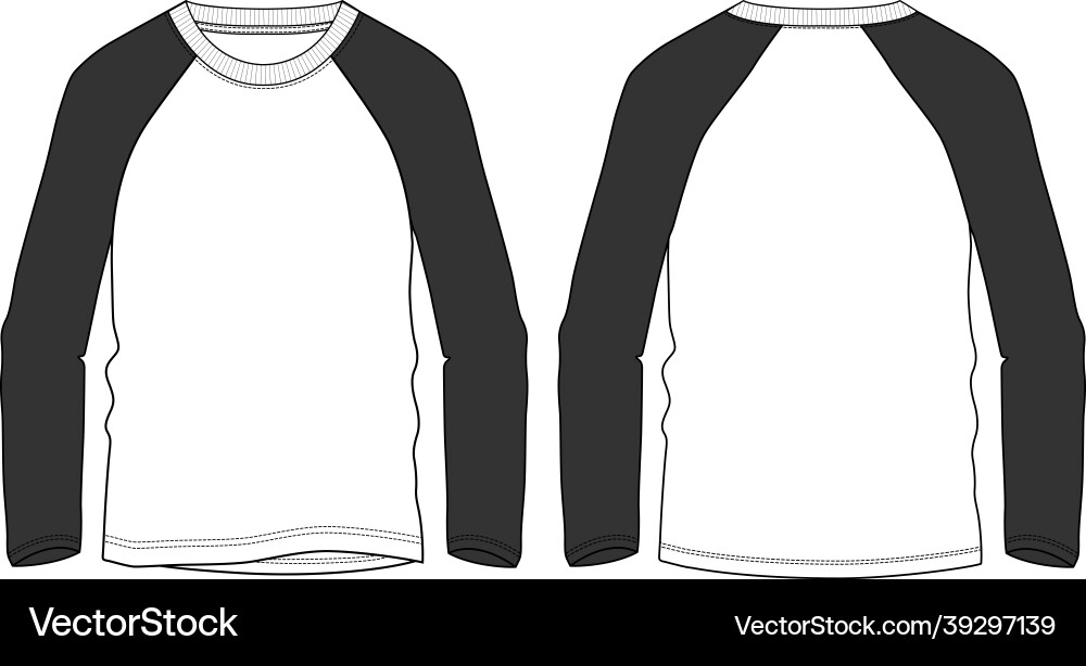 Two tone long sleeve raglan t shirt template Vector Image