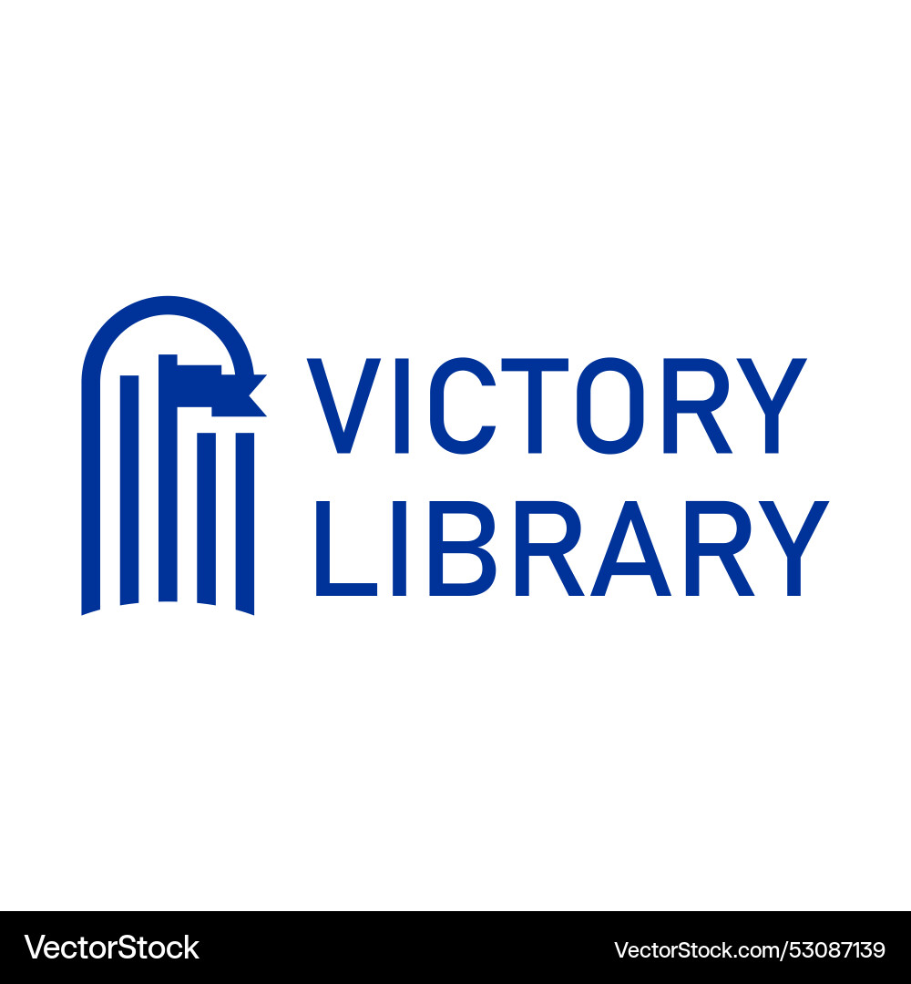 Victory library minimalist logo design Royalty Free Vector