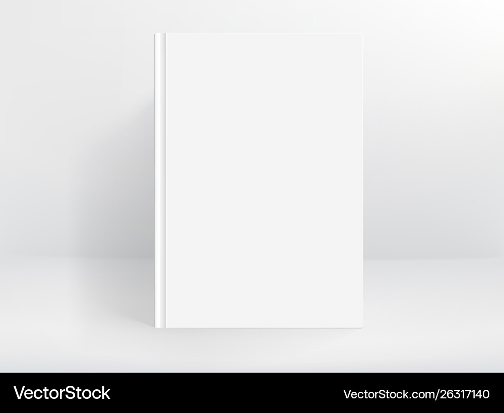 Blank white hard cover book mockup Royalty Free Vector Image