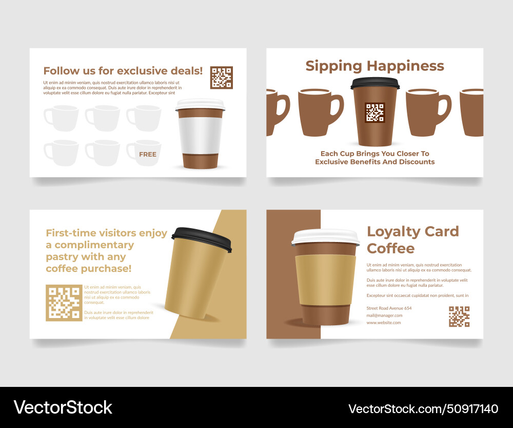 Coffee shop loyalty card bonus program design Vector Image