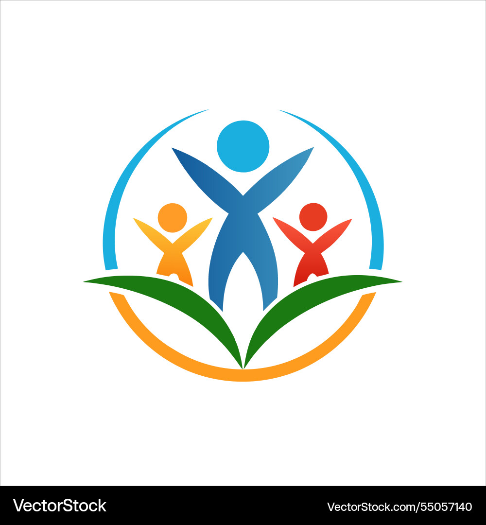 Creative family unity logo on white bac Royalty Free Vector