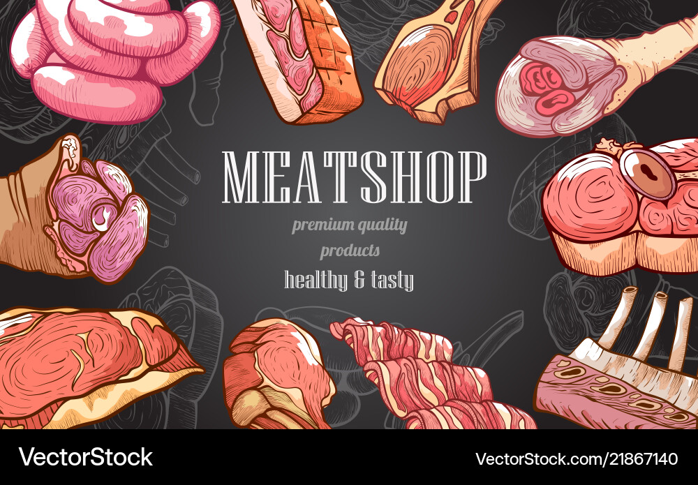 Fresh meat banner premium quality product Vector Image