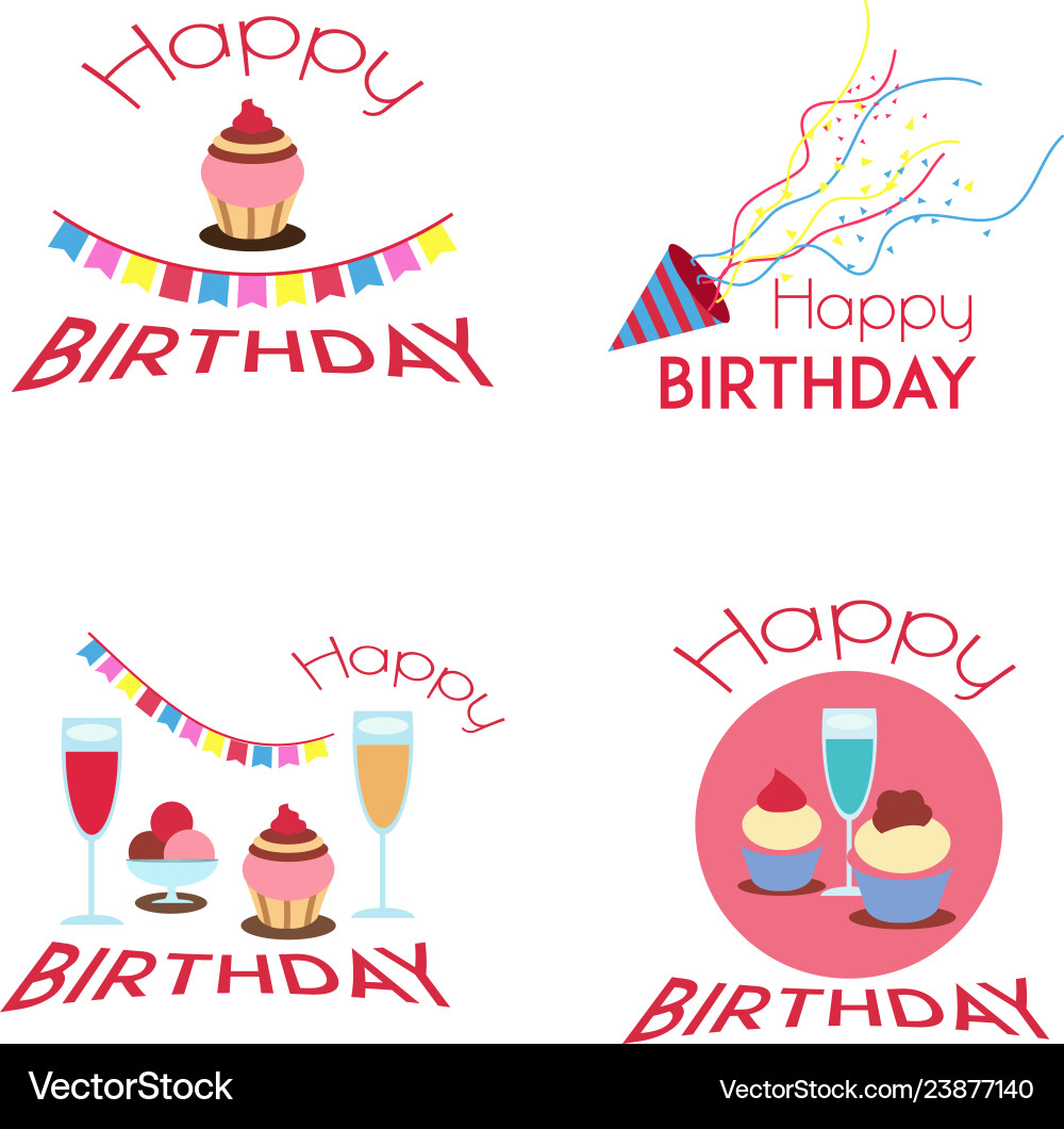 Happy birthday logo designs Royalty Free Vector Image