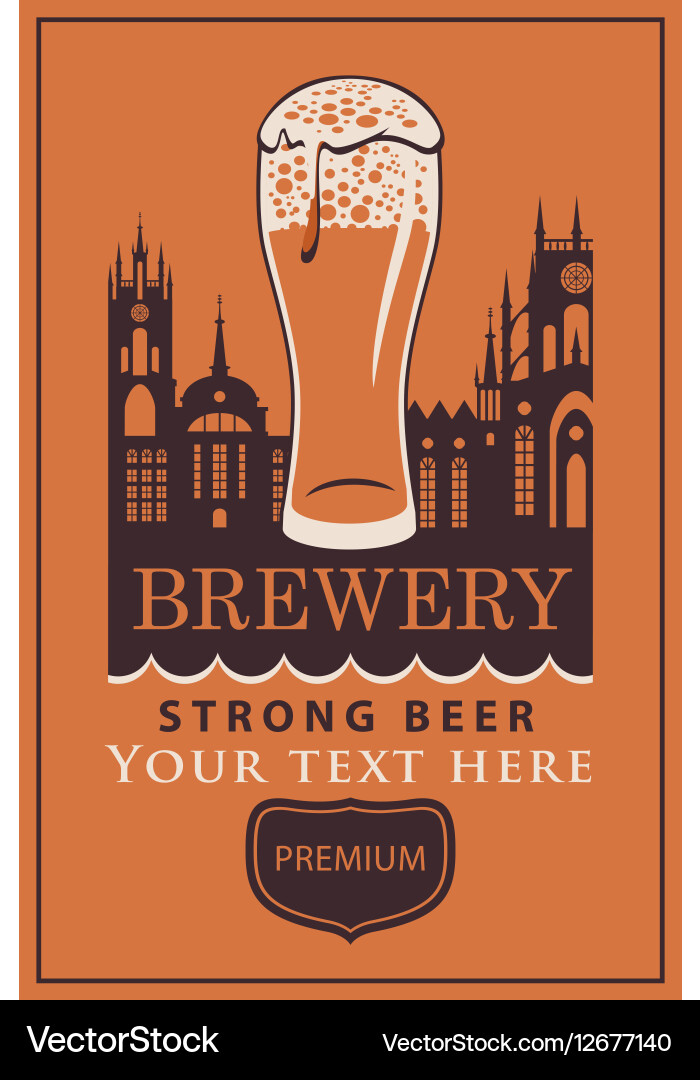 Label beer with glass Royalty Free Vector Image