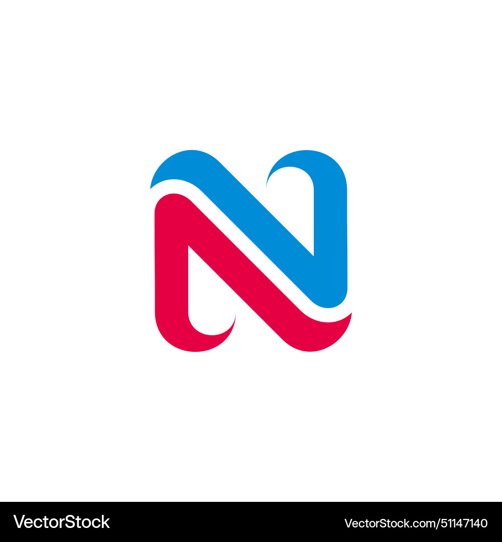Letter n opposite arrow curves logo Royalty Free Vector