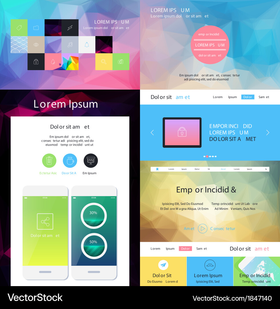 Ui is a set of components featuring the flat Vector Image
