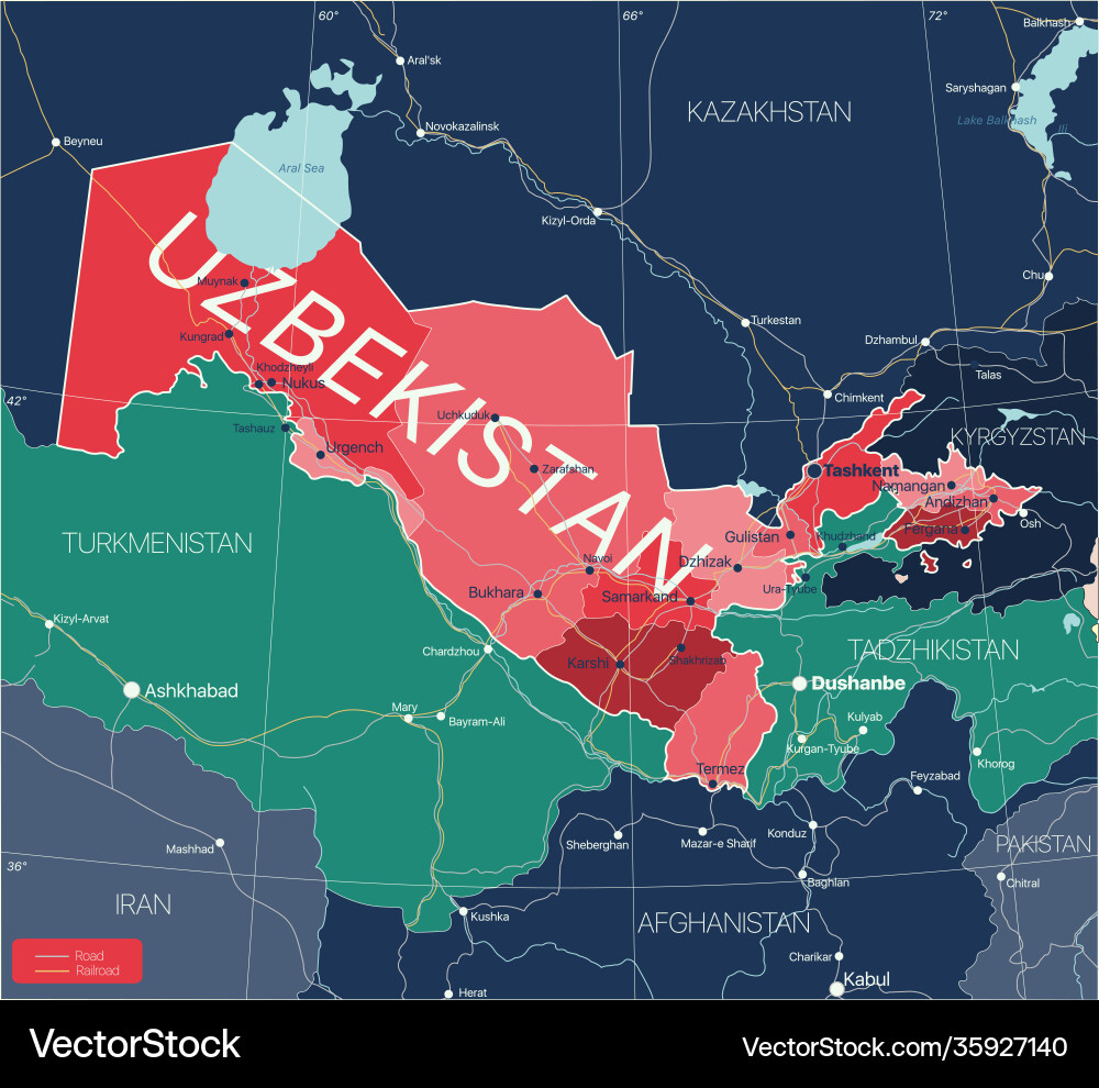 Uzbekistan country detailed editable map Vector Image
