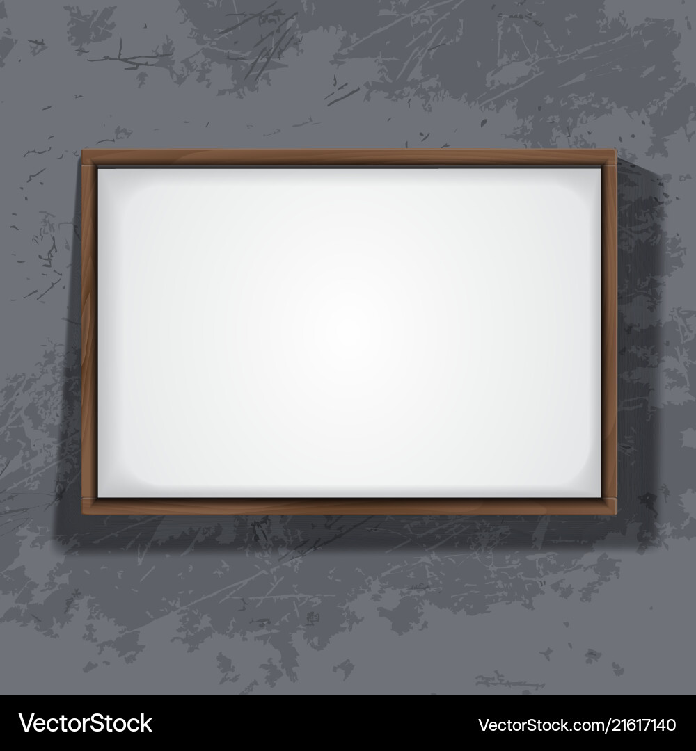 Wooden frame on concrete wall Royalty Free Vector Image