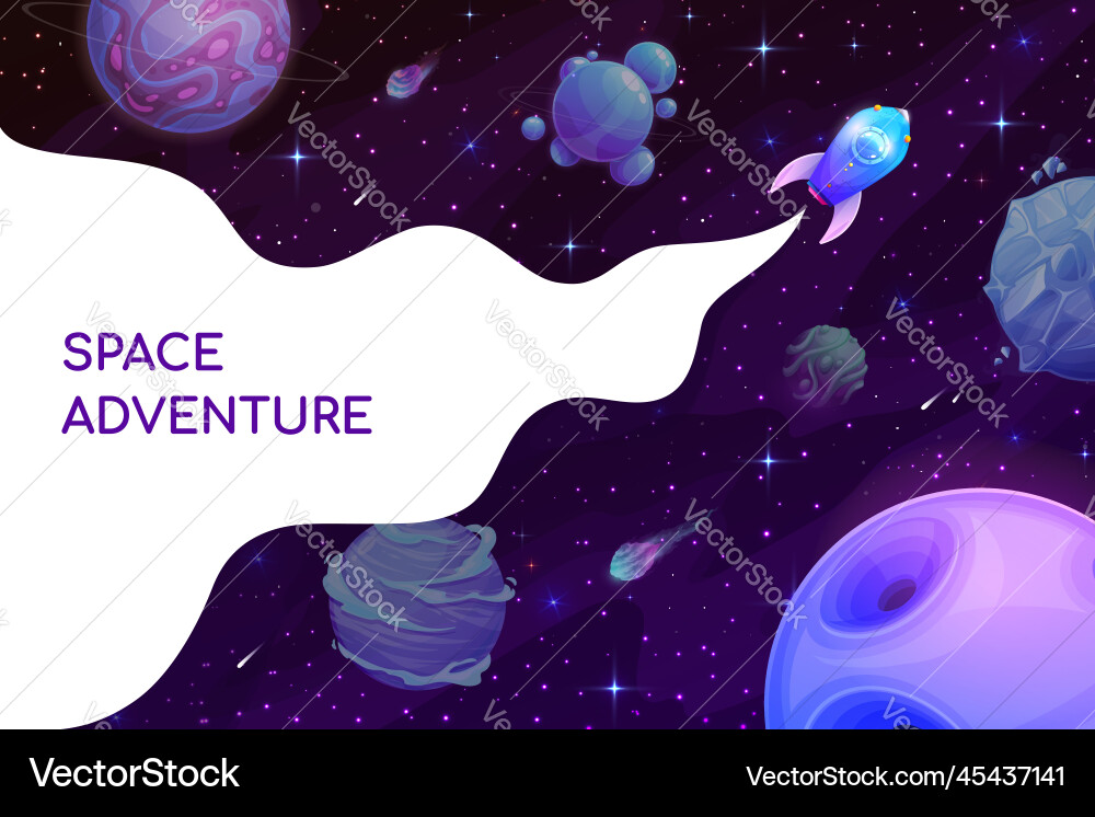 Cartoon space adventure poster design Royalty Free Vector