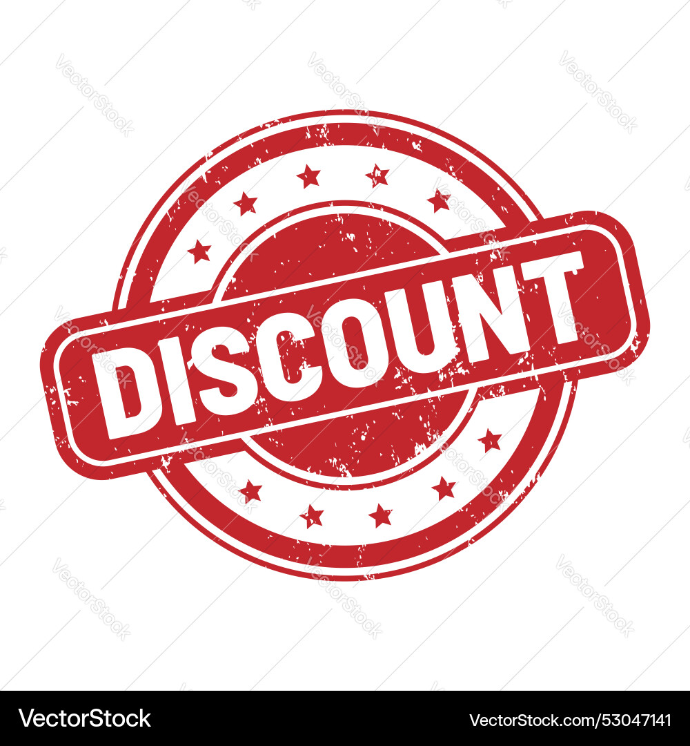 Discount round stamp icon grunge distressed style Vector Image
