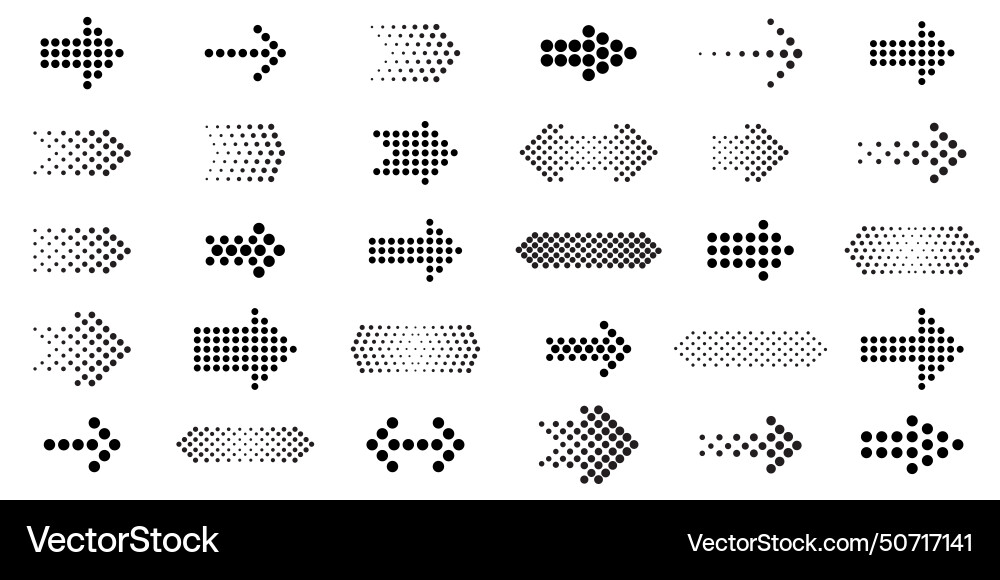 Dotted arrows set dot style signs Royalty Free Vector Image