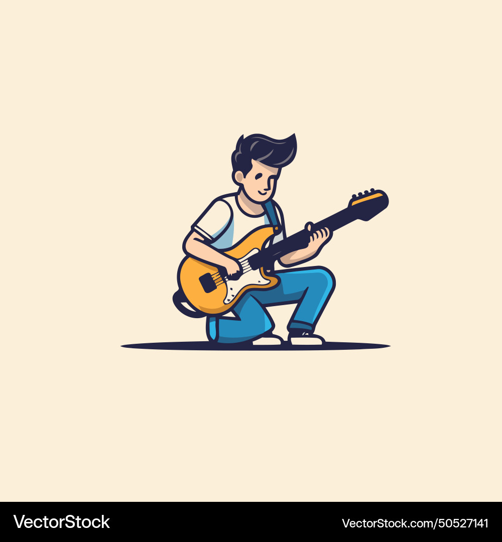 Guitar player cartoon character in flat style Vector Image