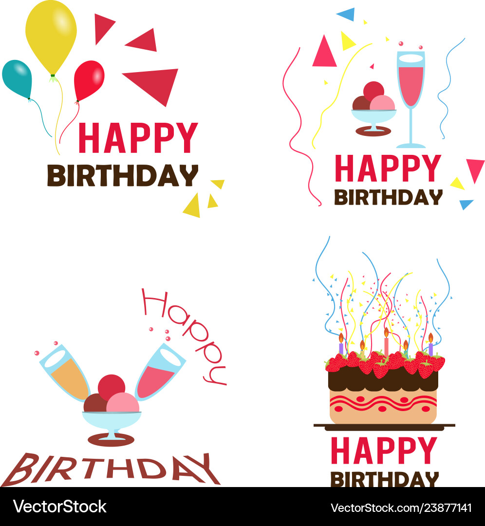Happy birthday logo designs Royalty Free Vector Image
