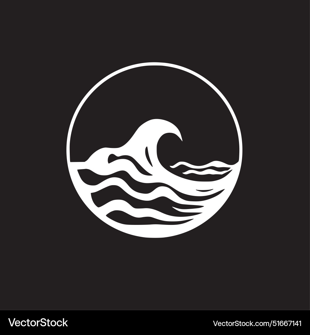 Ocean - minimalist and flat logo Royalty Free Vector Image