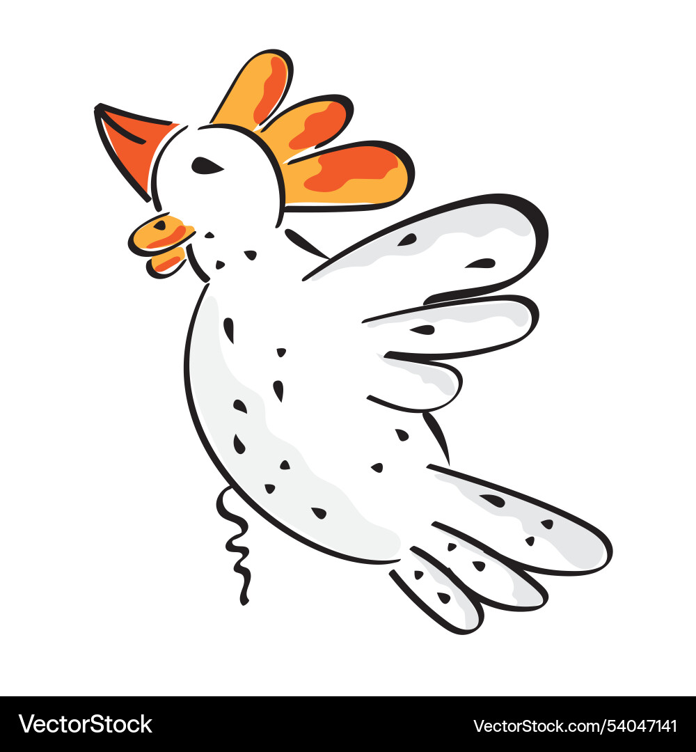Retro cartoon rooster flying Royalty Free Vector Image