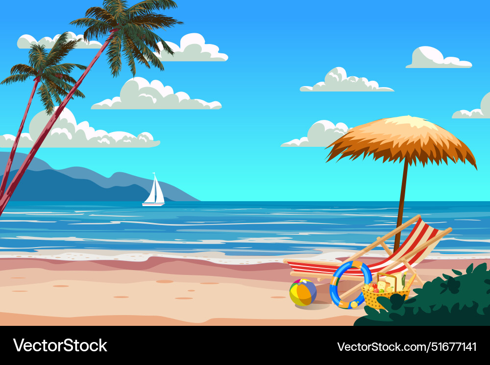 Summer tropical resort vacation Royalty Free Vector Image