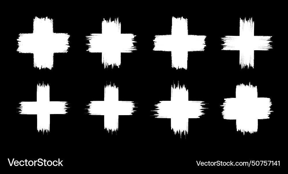 White scribble cross grunge hand drawn crosses Vector Image