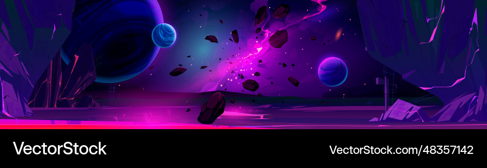 Alien planet landscape for space game background Vector Image