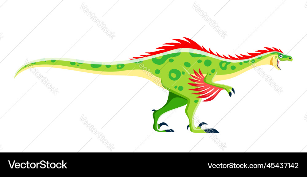 Cartoon raptor dinosaur isolated comical character