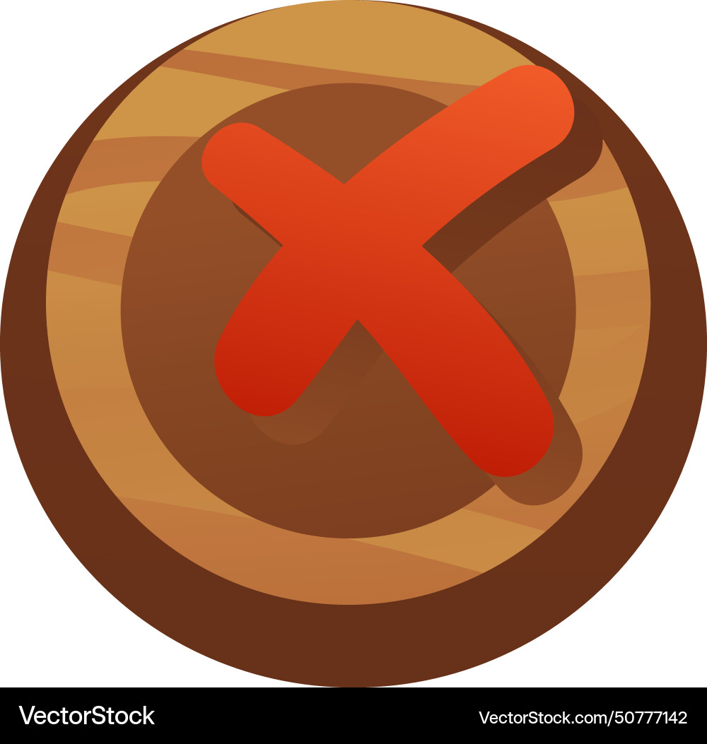 Close button for game ui cartoon wooden interface Vector Image
