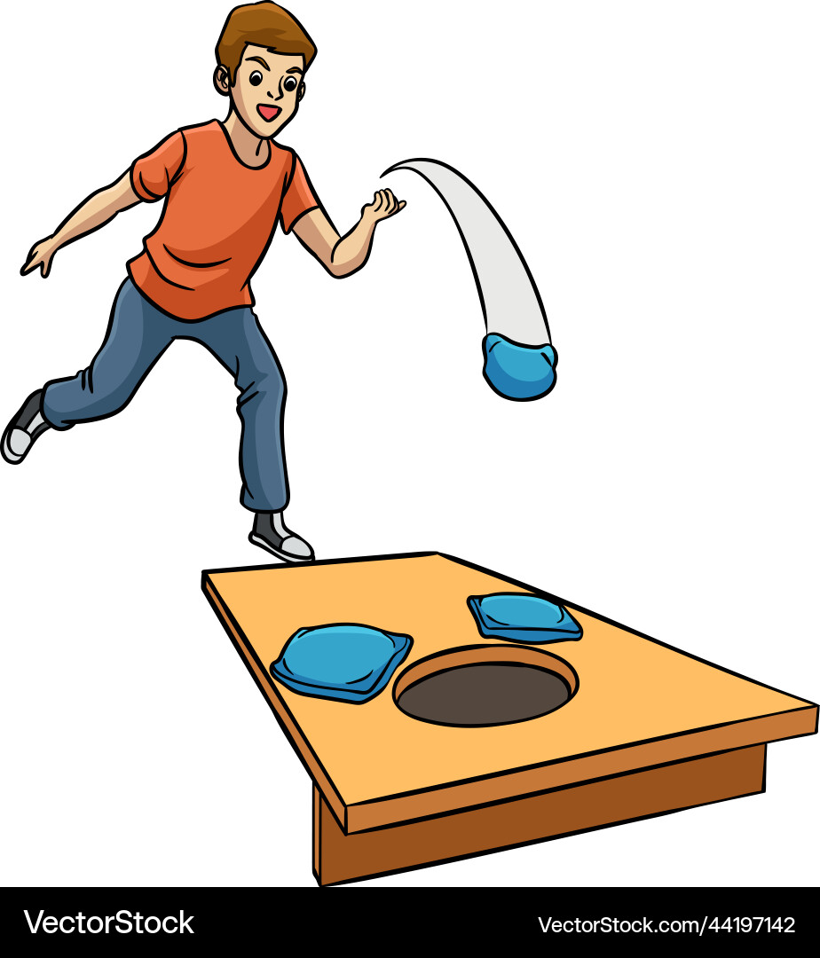 Cornhole cartoon colored clipart Royalty Free Vector Image