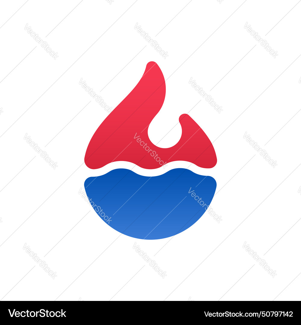 Hot fire flame and cold liquid water abstract icon