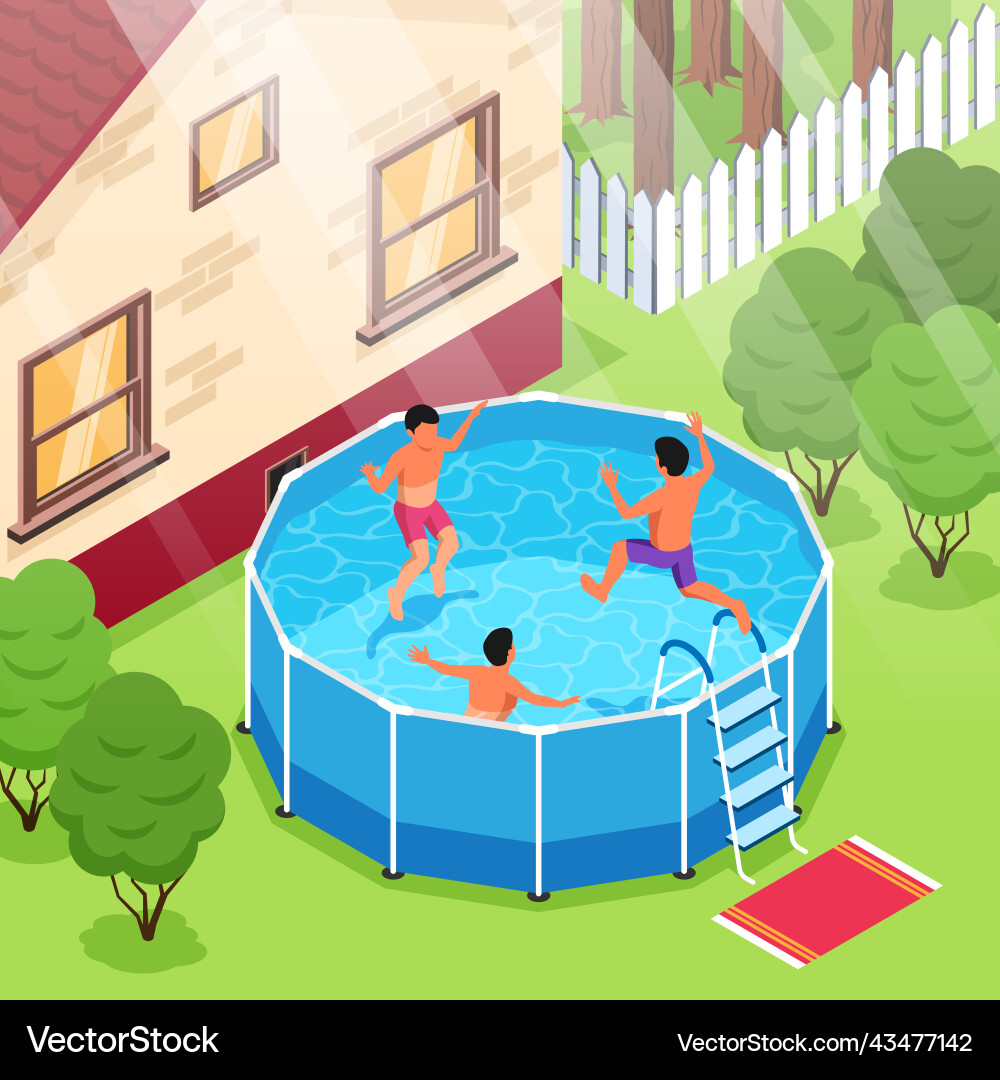 Kids Swimming Pool Fun Royalty Free Vector Image