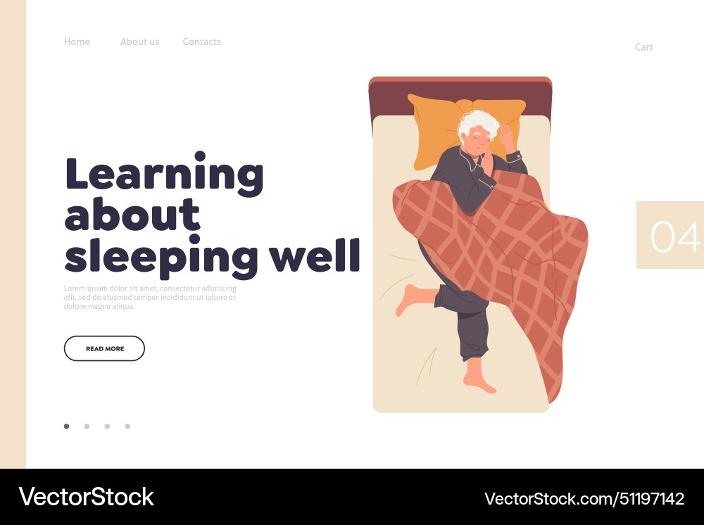 Learning about sleeping well landing page Vector Image