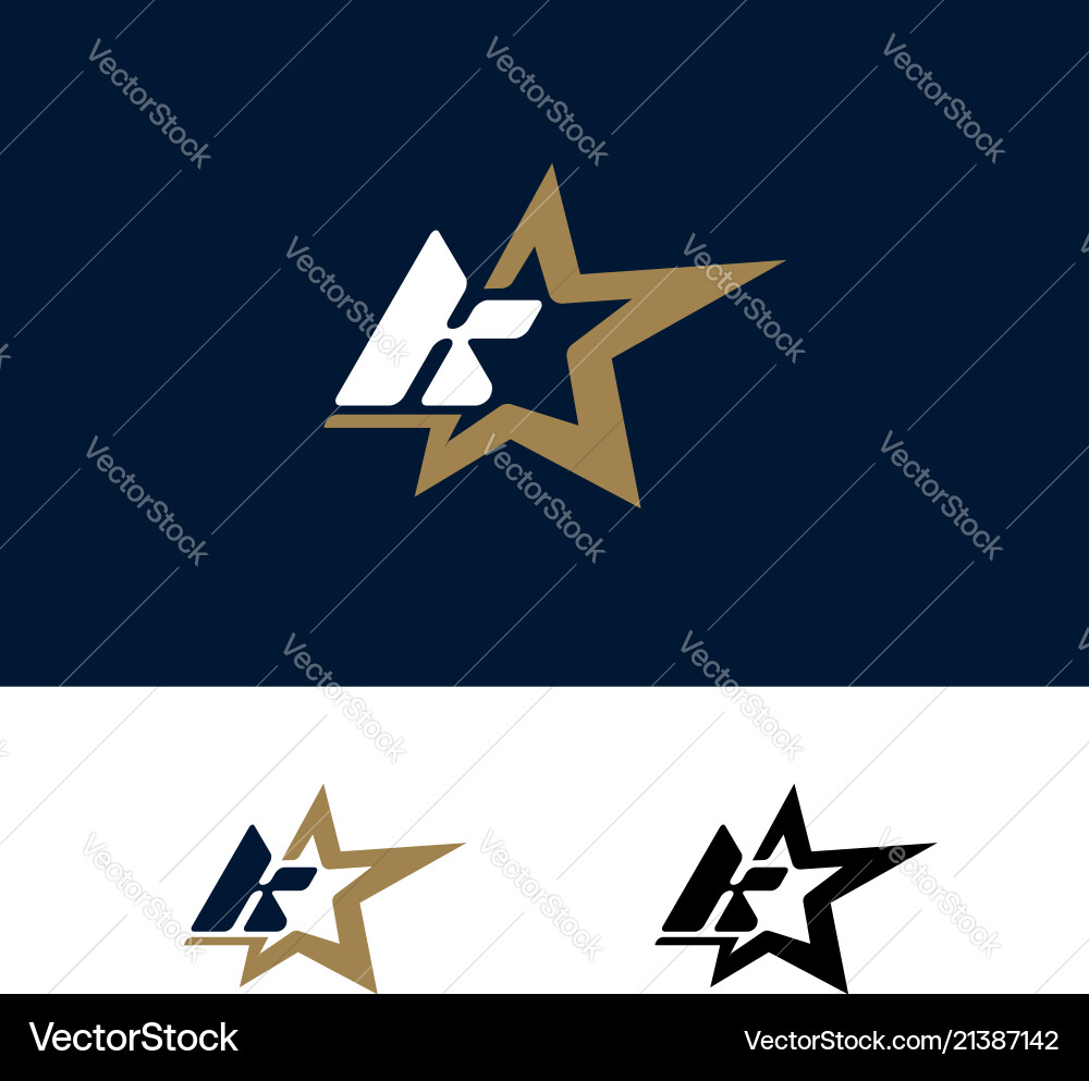 Letter K Star Logo Template Royalty Free Vector Image