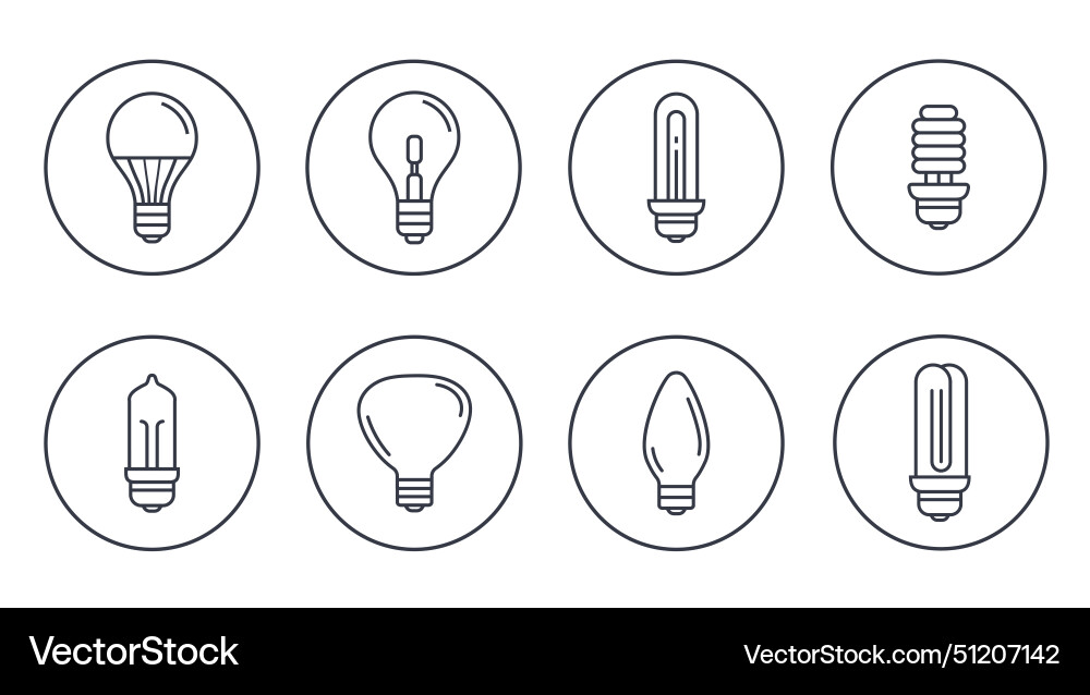 Light bulb line icon lamp led lightbulb energy Vector Image