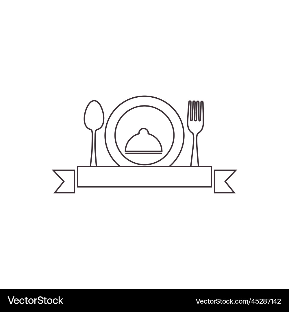 Restaurant menu line badge icon logo Royalty Free Vector