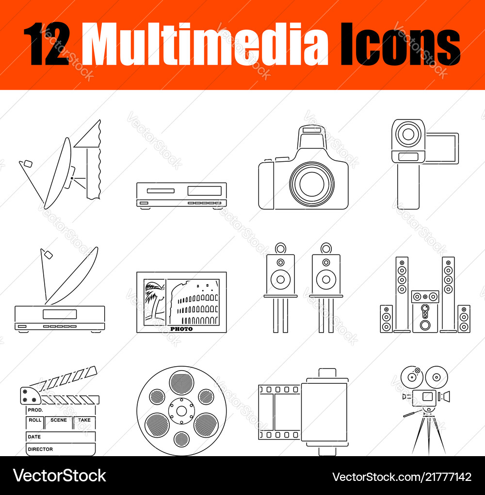 Set of multimedia icons Royalty Free Vector Image