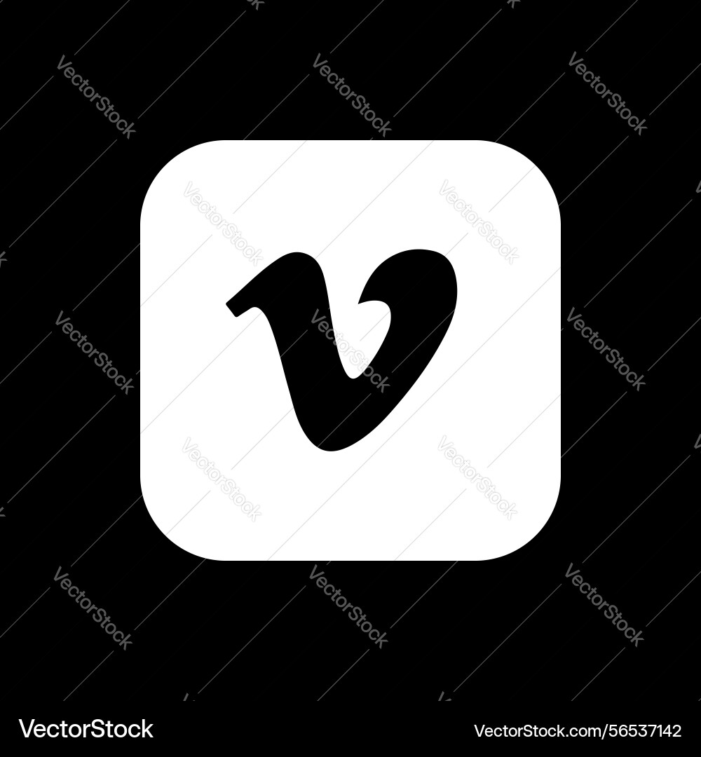 Vimeo white logo icon app editable svg png Vector Image