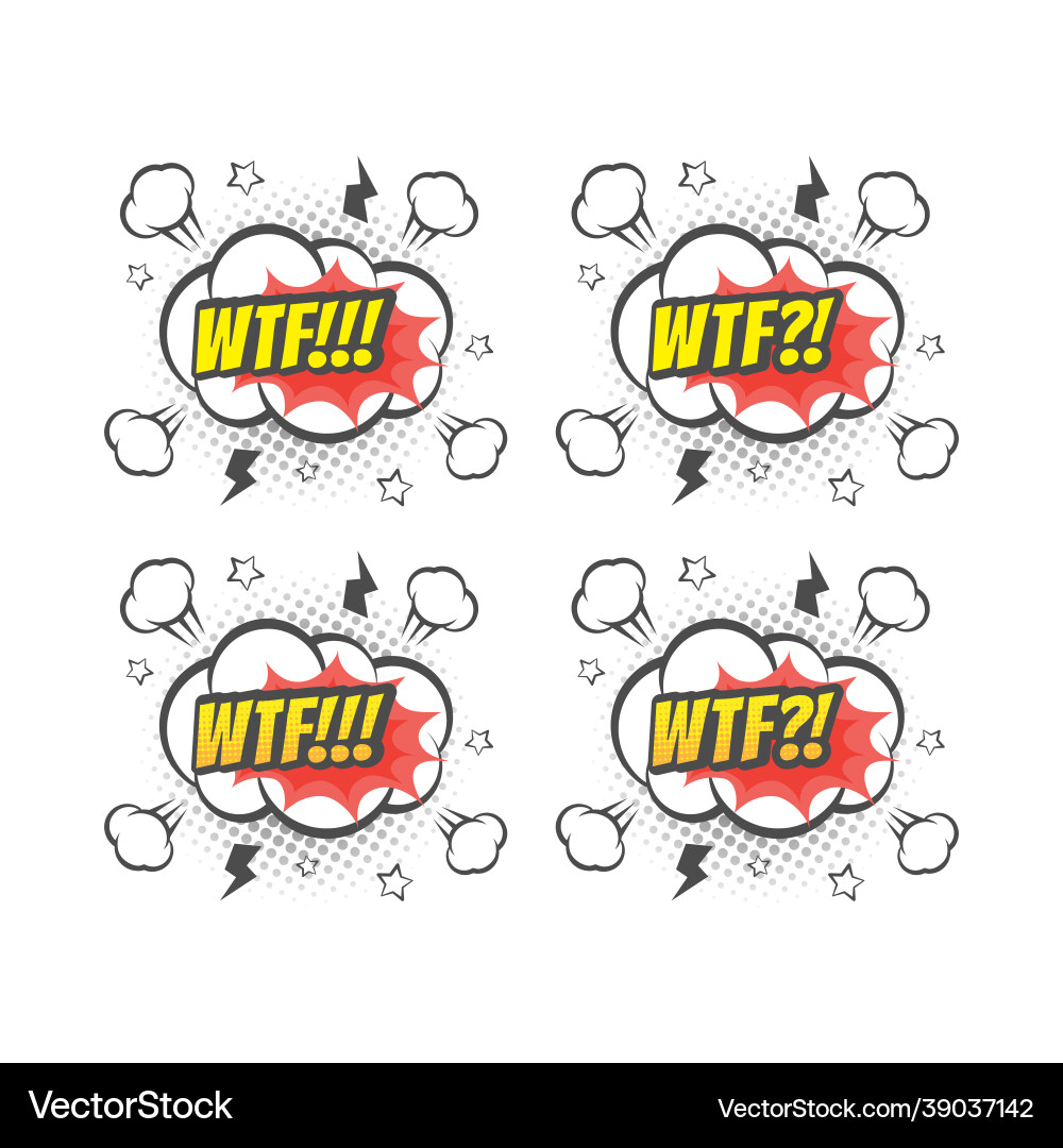 Wtf explosion colorful cartoon Royalty Free Vector Image
