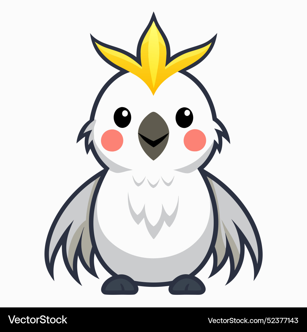 Cockatoo bird runs kawaii Royalty Free Vector Image