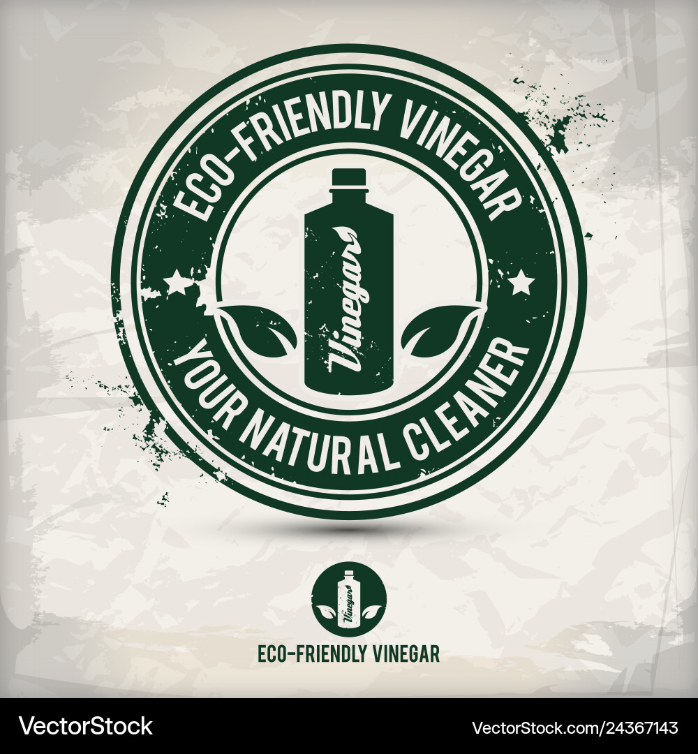 Eco-Friendly Vinegar Stamp - Circular Labels Vector Image