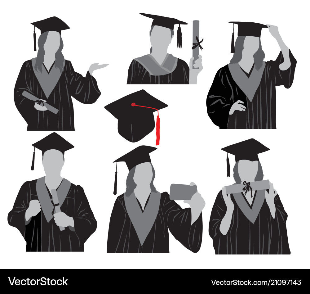 Graduation Silhouettes Royalty Free Vector Image