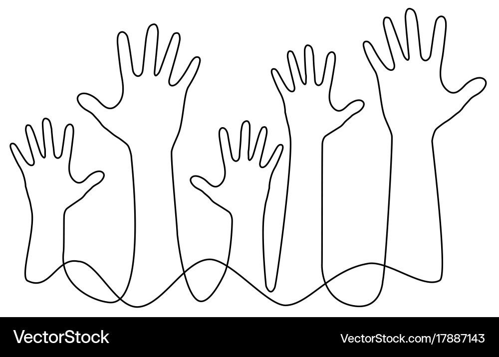 Hands one line drawing Royalty Free Vector Image