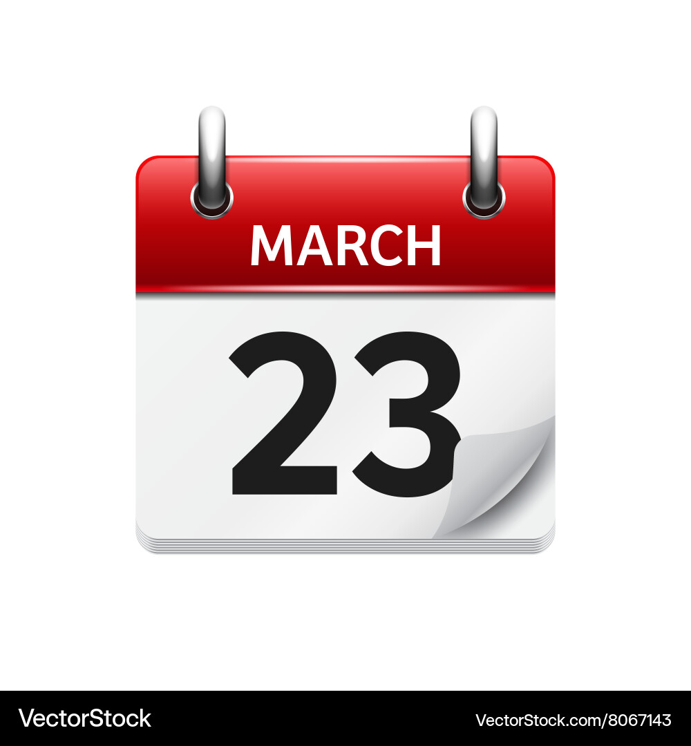March 23 flat daily calendar icon date Royalty Free Vector